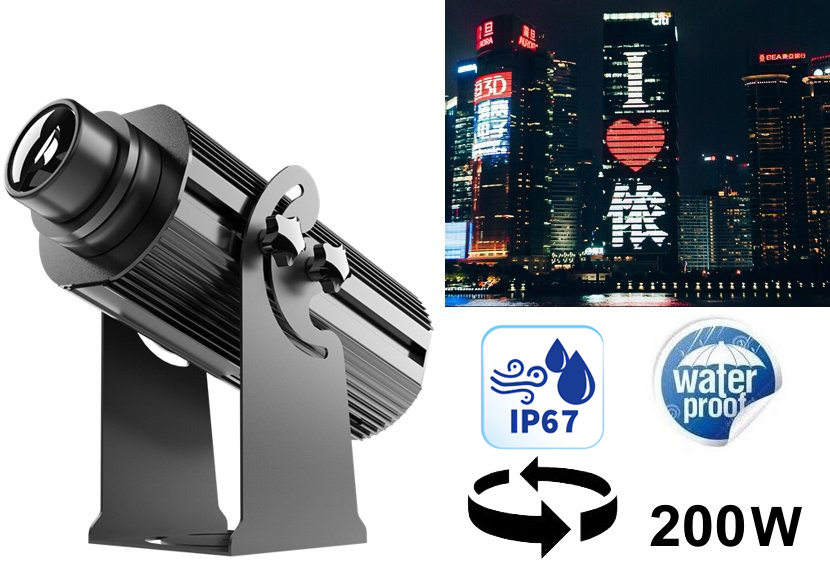 Svetlobni projektor Gobo za projekcijo logotipa po meri na zgradbo ...